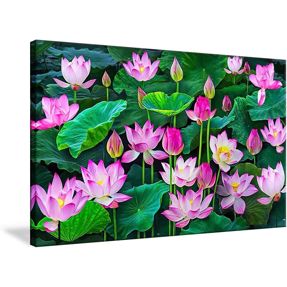 Goood Modern Chinese style lotus pond canvas painting for living room ...