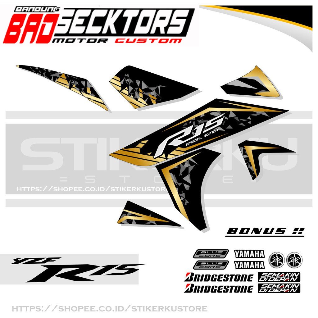 Striping YAMAHA R15 V2/STRIPING YZF R15 V2/Graphic SIMLPE/Sticker R15 ...