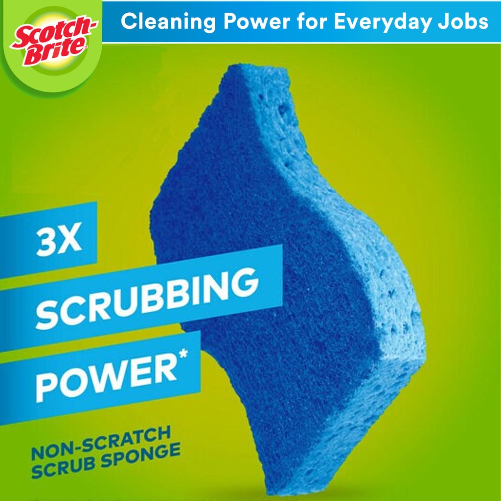 3M Scotch Brite Non Scratch Scrub Blue Sponge 521 Dish Wash Job Span ...
