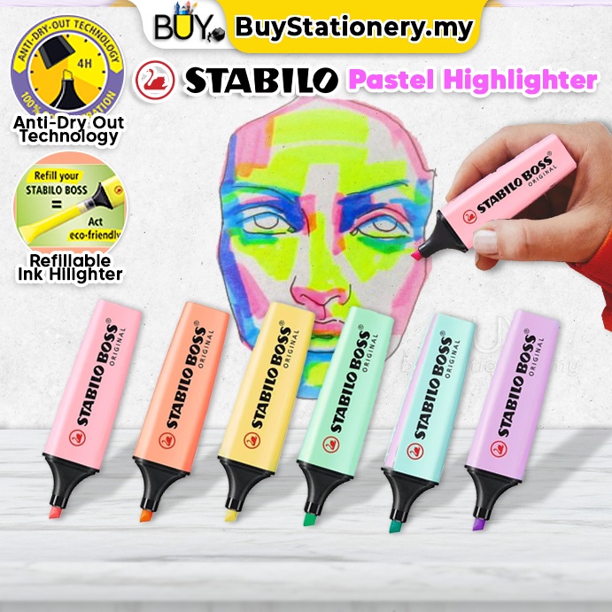 Stabilo Highlighter Boss Pastel Colour Highlighter Pen Warna Warni Set ...