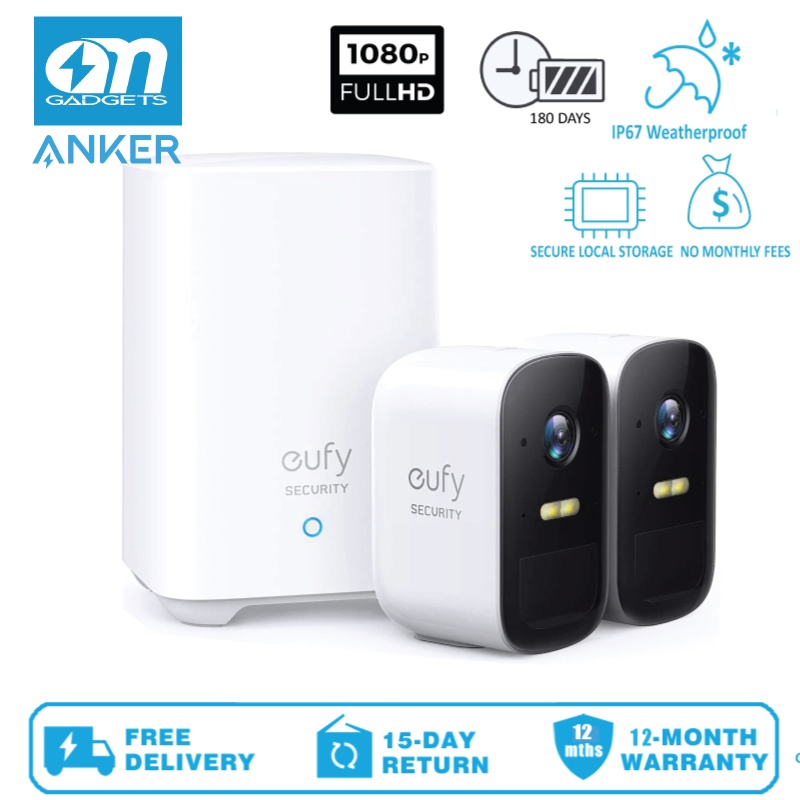 Anker T8831 EufyCam 2c(2&1)-Kit Set, Wireless Home Security System with 180-Day Battery Life ...