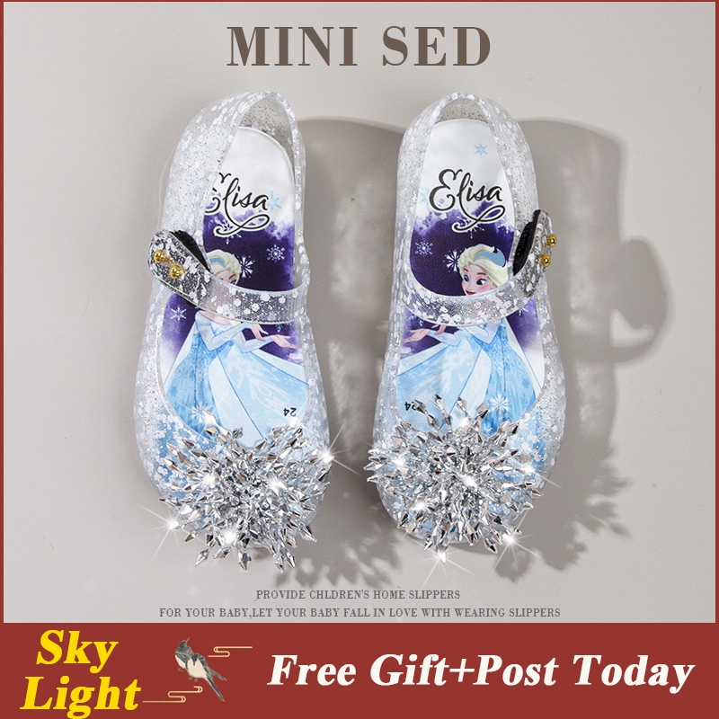 Disney Princess New Jelly Sandals For Kids Girls Elsa Frozen Glitter ...