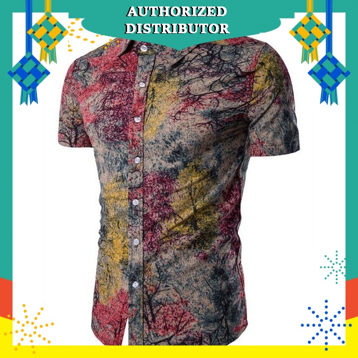 Kemeja Batik Corak Bunga Lelaki Men's Casual Summer Floral Shirt Code ...