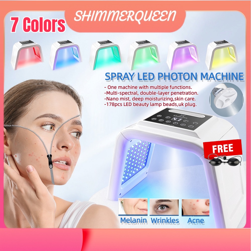 7 Colors PDT LED Light Therapy Mask Nano Spray Skin Moisturizing Face ...