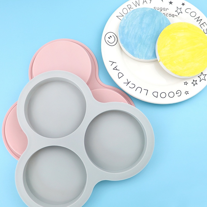 3-Cavity Disc Silicone Mold Non-Stick Cake Baking Tray Mold Bread Mold ...