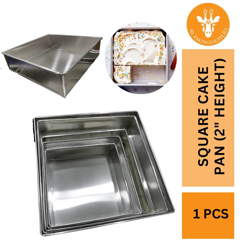 [READY STOCK] Square Cake Pan (2 inch height) Handmade Aluminium Fixed ...