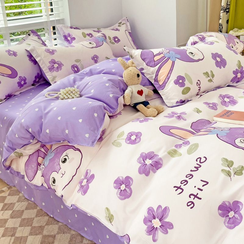 Instagram Cartoon Girl Heart Purple Stellalou 4 IN 1 Bedding Sets ...