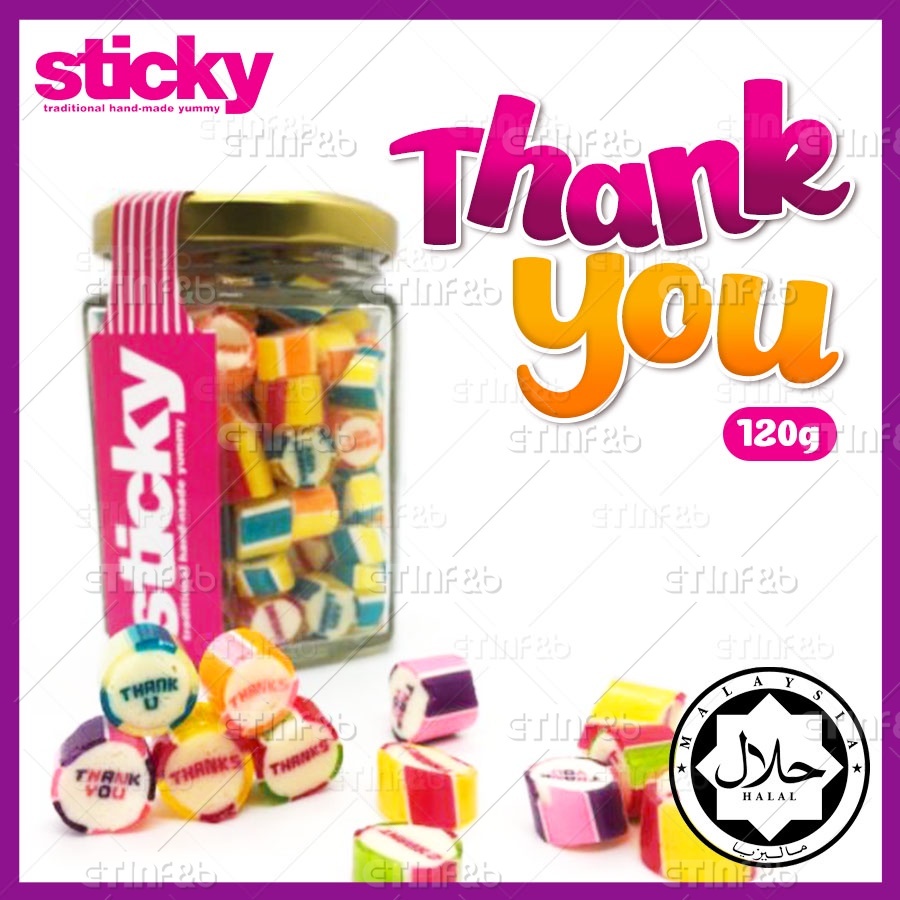 STICKY CANDY GULA-GULA VIRAL STOK SEDIA Thank You Happy Birthday Gift I ...