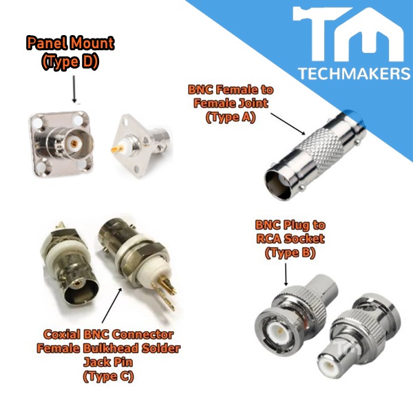 BNC Plug to RCA Socket / BNC F-to-F Joint Connector for CCTV / Coxial BNC Connector Female ...