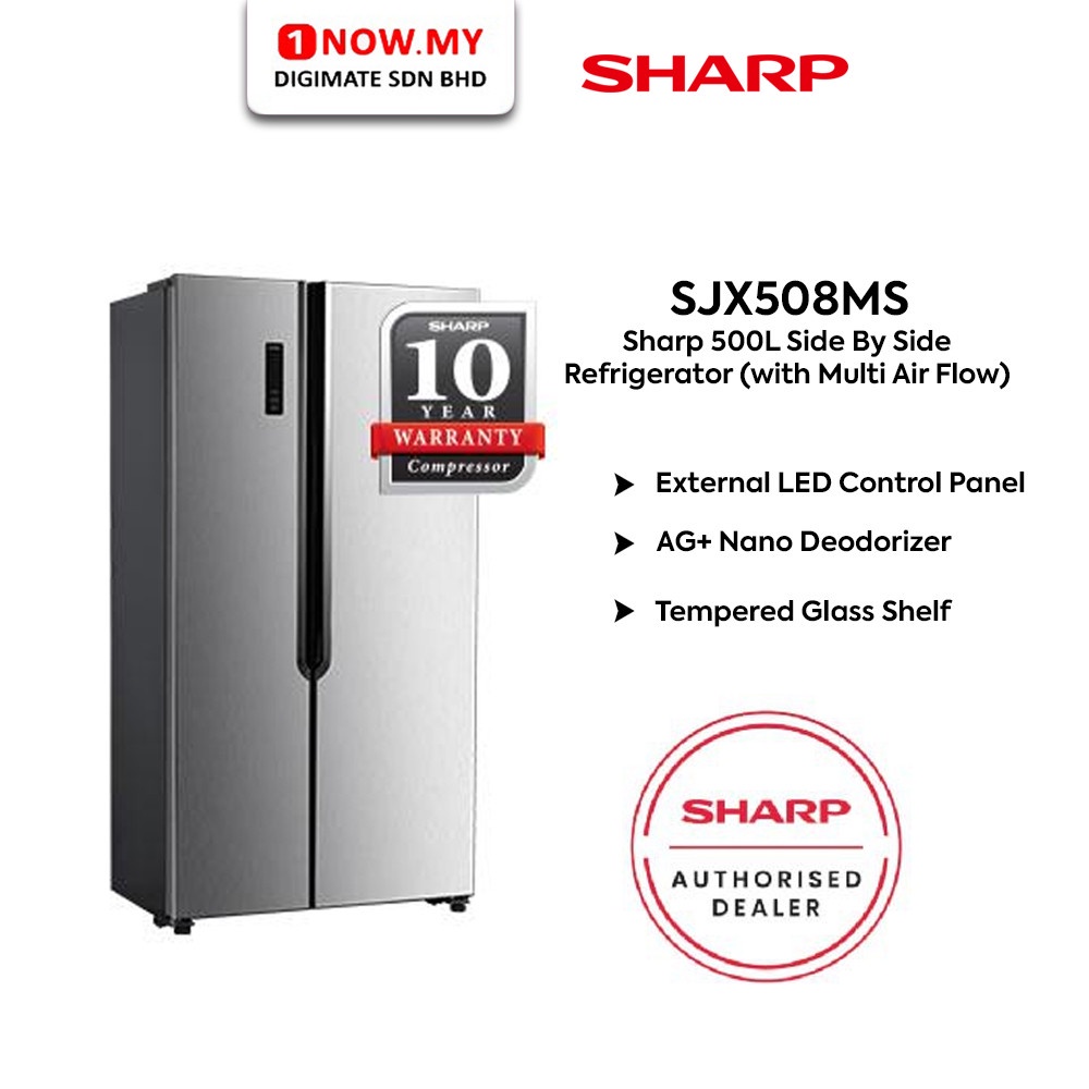 SHARP 500L Inverter Side-by-Side Refrigerator SJX508MS | Peti Sejuk 冰箱 ...