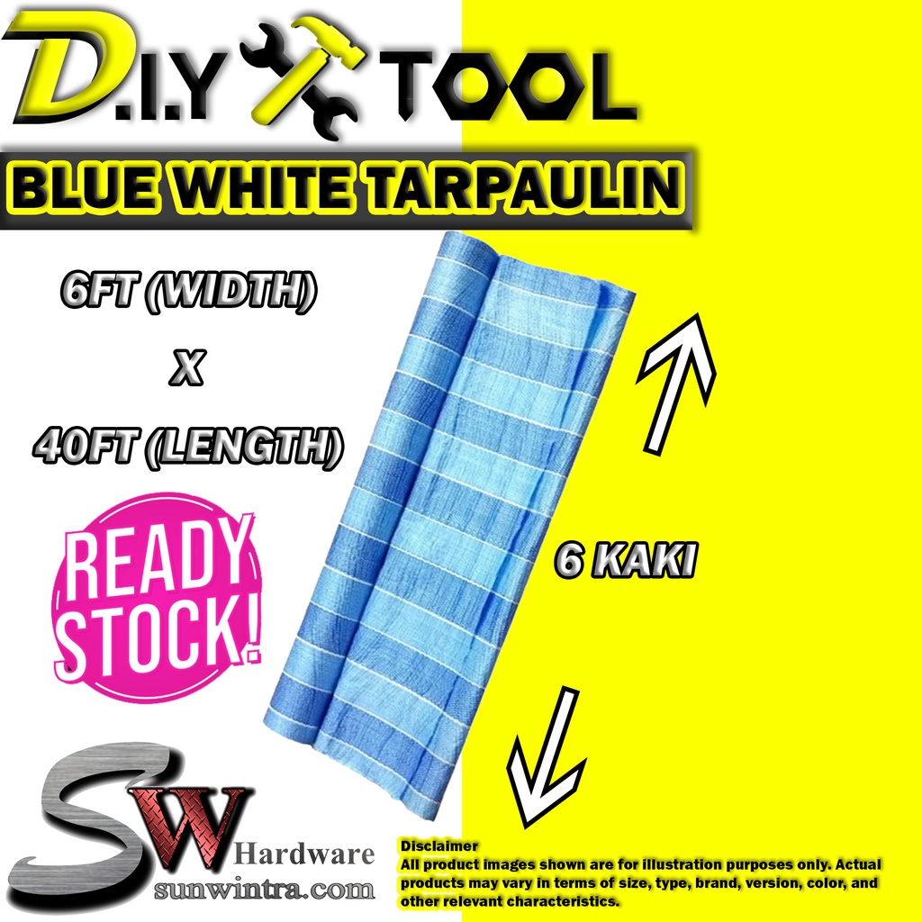 SW Hardware High Quality Blue White Canvas Tarpaulin 6FT X 40FT Canvas ...