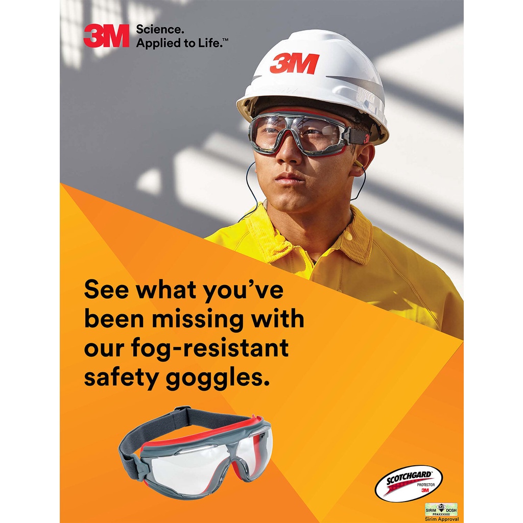 3M GG501SGAF Goggle Gear Scotchgard Anti-fog Goggle/ Safety Goggles ...
