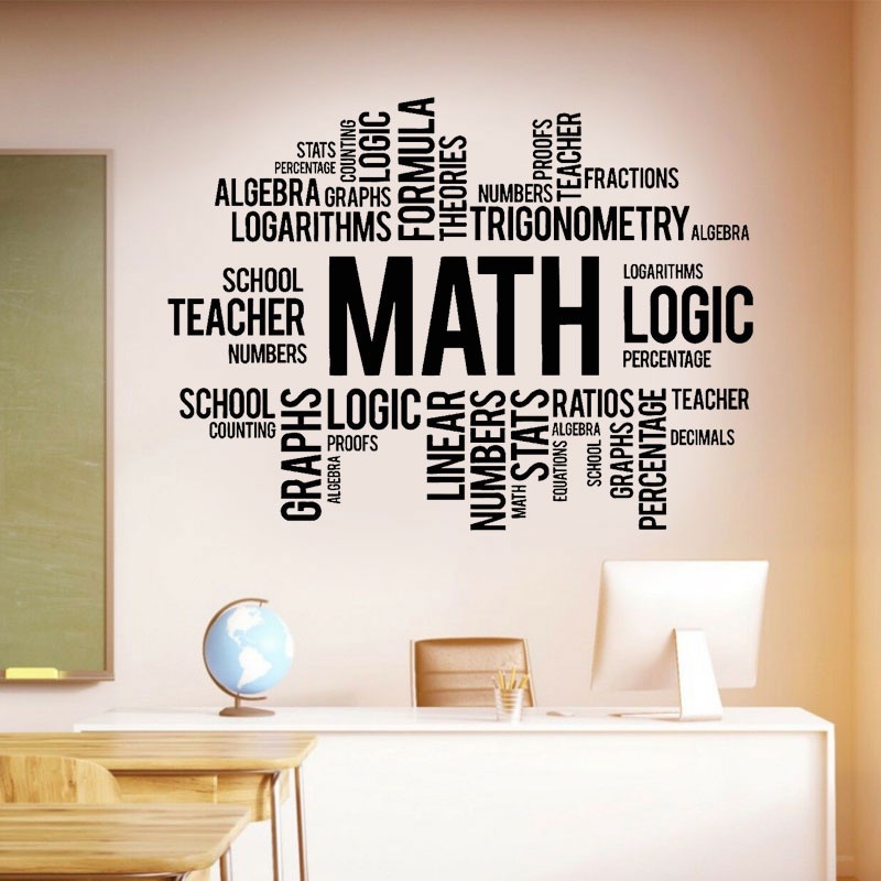 Math Words Cloud Art School Wall Sticker Vinyl Classroom Decoration ...