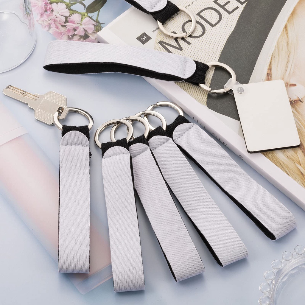 20pcs Thermal Sublimation Blank Wristband Set Keychain DIY Blanks ...