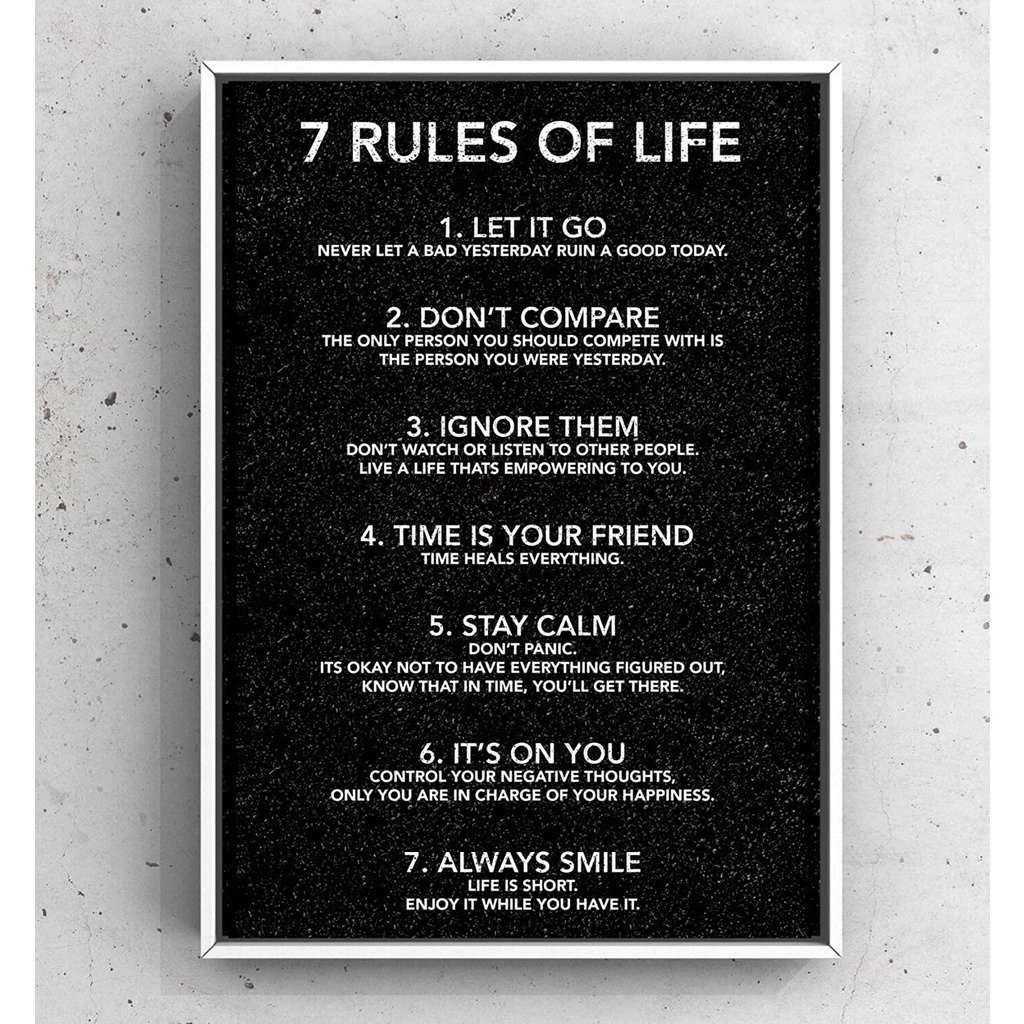 Rules of Life Inspirational Wall Art Motivational Wall Art Sports ... Rules of Life Inspirational Wall Art Motivational Wall Art Sports ...