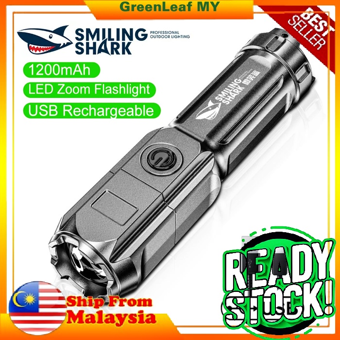 Original Smiling Shark Xenon Flashlight - Rechargeable Waterproof High ...