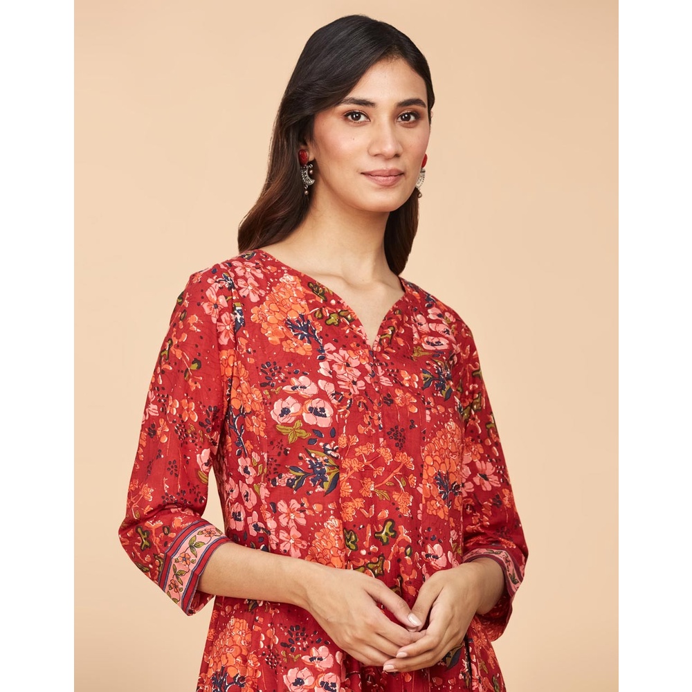 Red Cotton Printed Long Kurta | Shopee Malaysia
