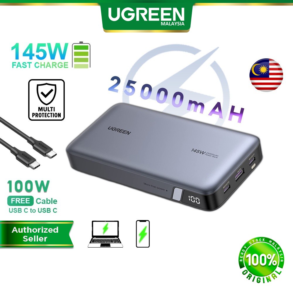 UGREEN 145W 25000mAh Nexode Powerbank USB-C 3 Port PD 3.1 Fast Charging ...