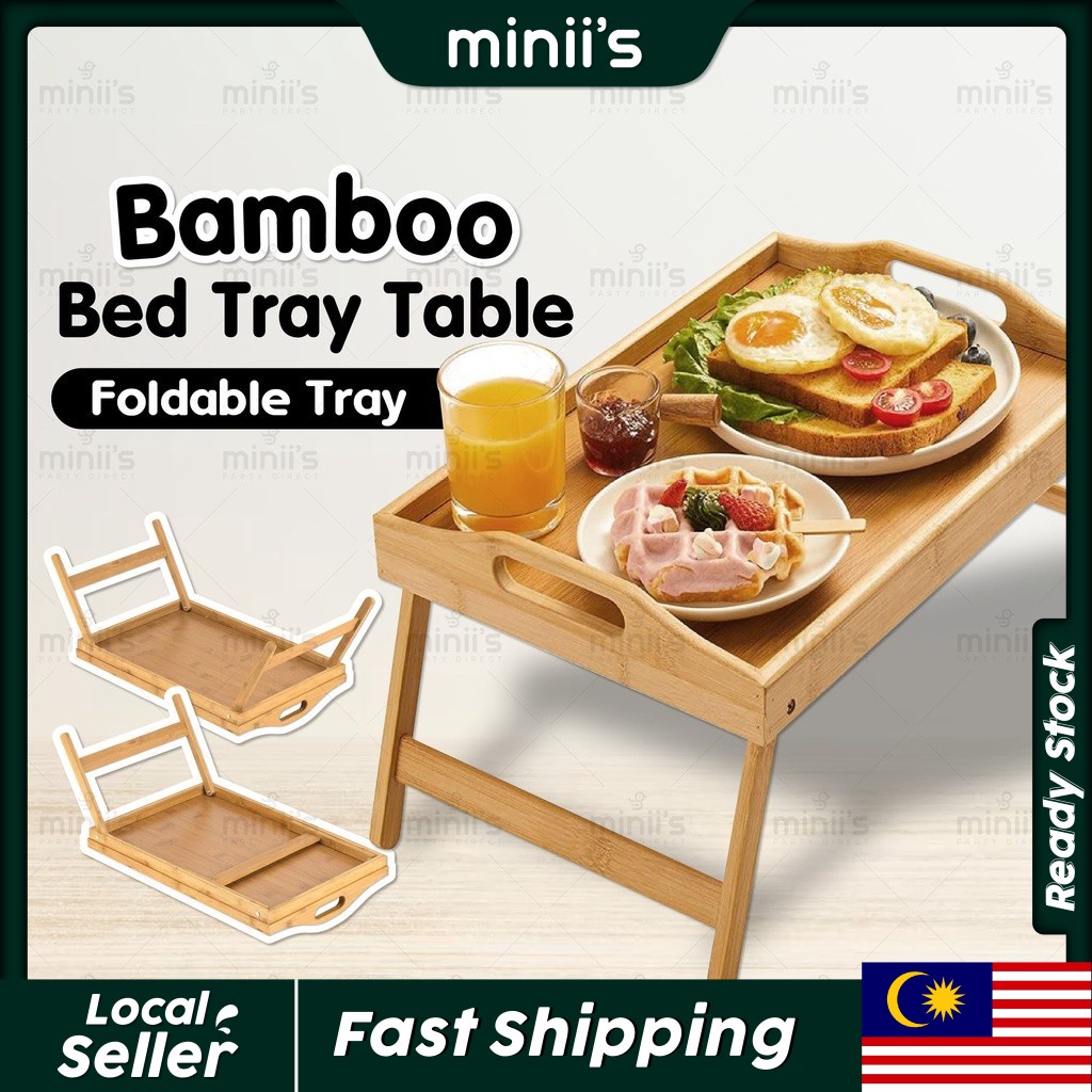 MINIIS PARTY Bamboo Bed Tray Table Bamboo Wood Bed Tray Bamboo Mini Household Food Bed Tray ...