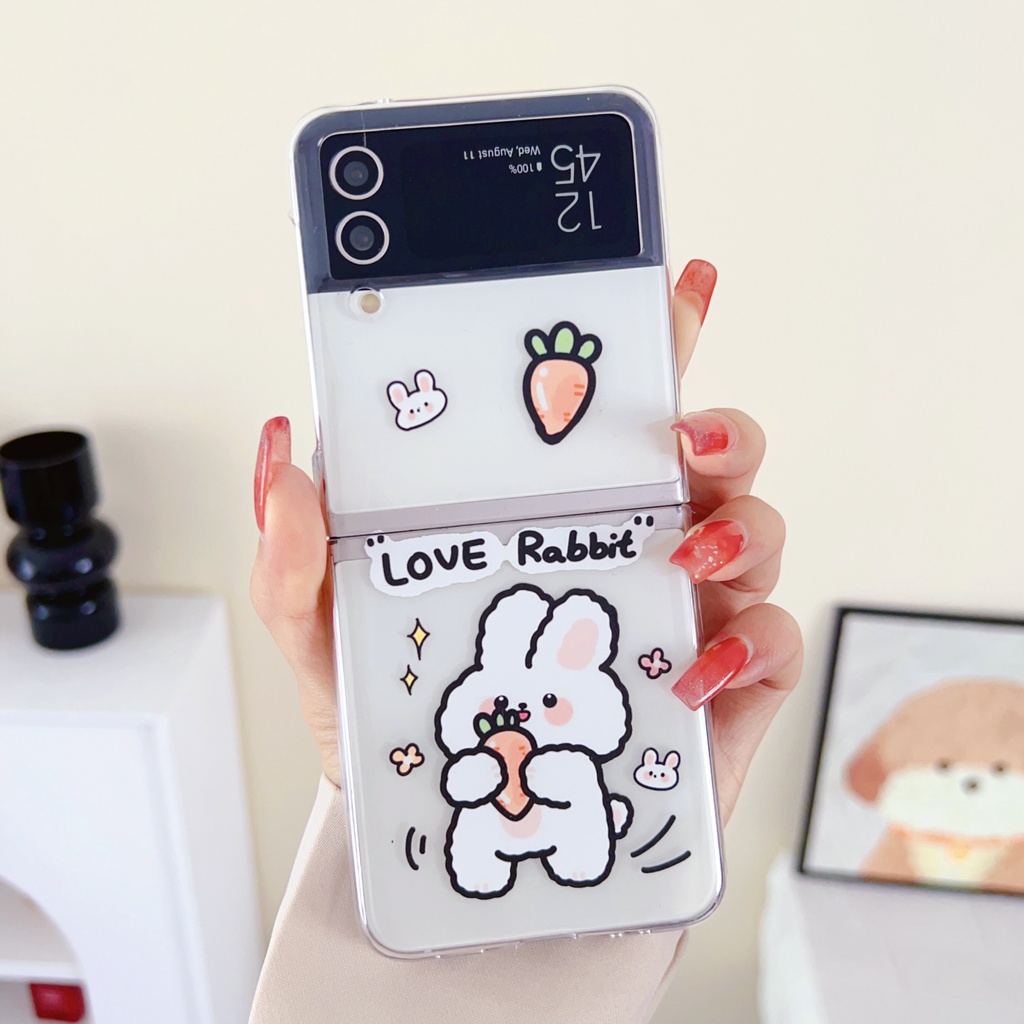 Clear Couple Cute Casing for Samsung Galaxy Z Flip 4 Z Flip 3 Cartoon ...