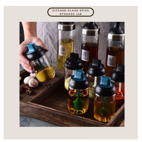 Kitchen Glass Spice Storage Jar Set Seasoning Bottle Dispensers ...