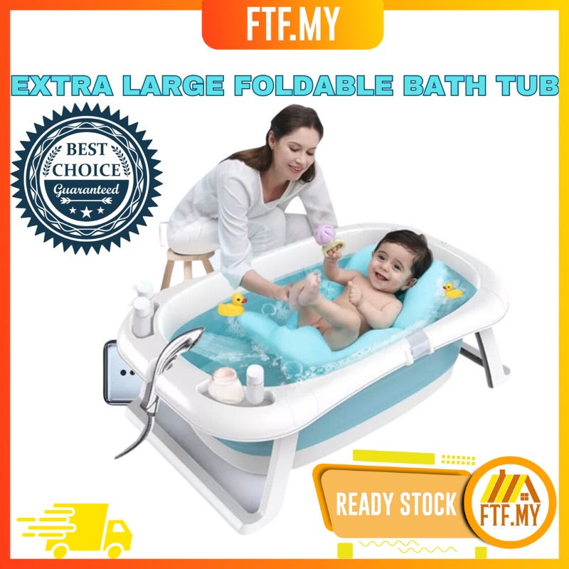 Foldable Baby Bathtub Set Extra Large With Bath Cushion Bath Net Safe ...