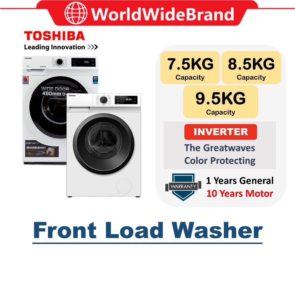 Toshiba 7.5KG 8.5KG 9.5KG Inverter Front Load Inverter Washing Machine TW-BH85S2M TW-BH95S2M TW ...