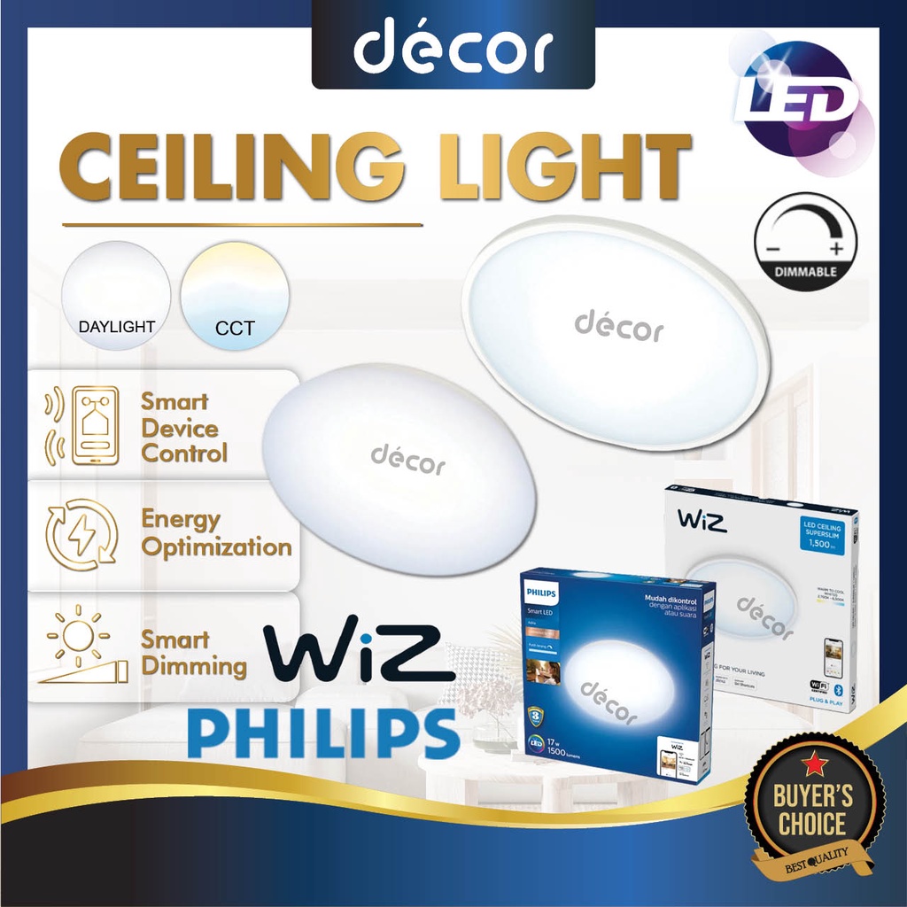 PHILIPS WIZ LED Super Slim Tunable White Ceiling Light 14W 16W (2700K-6500K) | LED Adria Ceiling ...