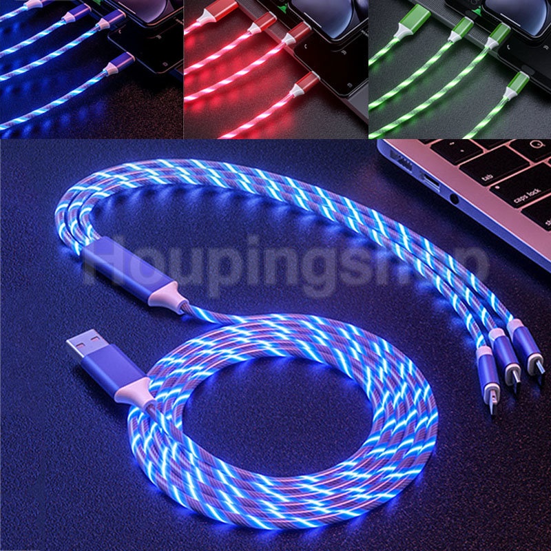 Fast Charging Cable LED Luminous Glow Flowing USB Cable Colorful ...