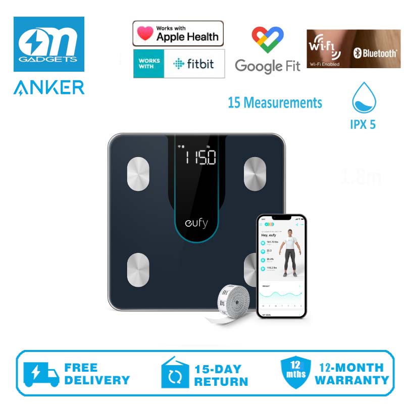 Anker T9148 eufy Smart Scale P2, Digital Scale with Wi-Fi Bluetooth, 15 ...