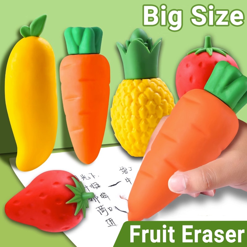 Big Size Creative Fruit Eraser / Children Cartoon Cute Carrot Mango ...