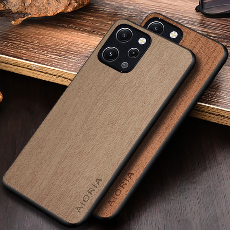 Case for Xiaomi Redmi 12 4G 5G funda bamboo wood pattern Leather back ...