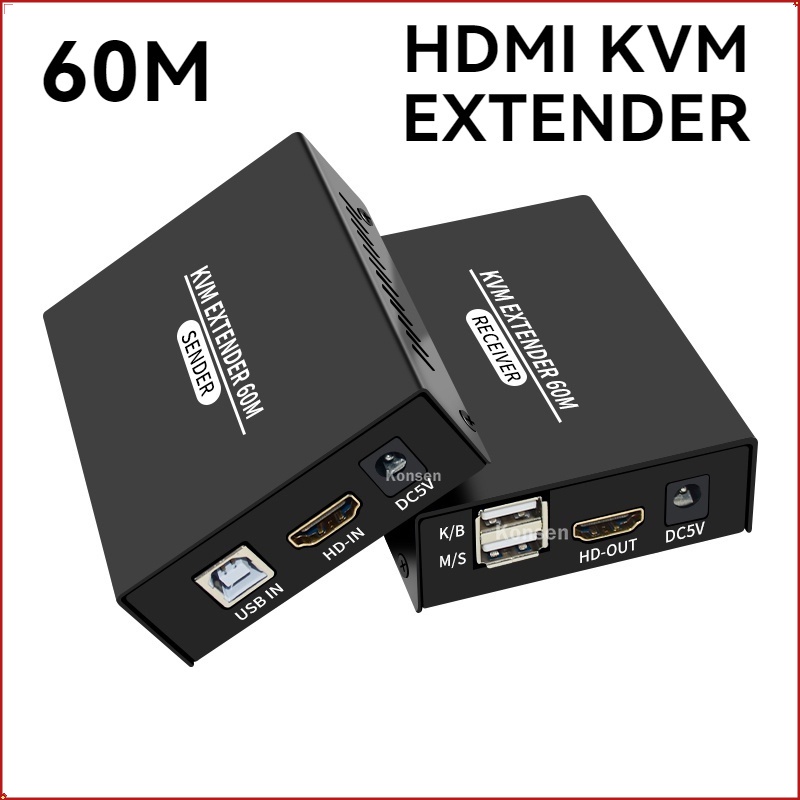 60M HDMI KVM Extender over Ethernet Cat5e/6 1080P HDMI USB Extender ...