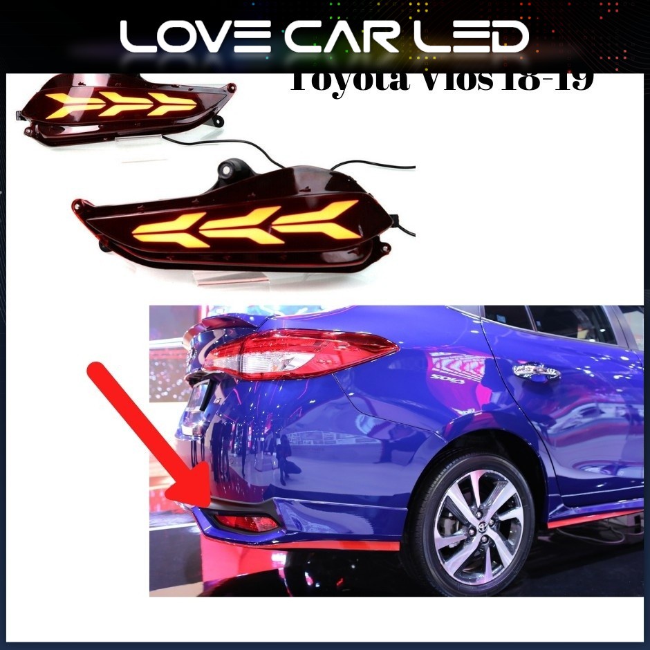 For Toyota VIOS 2018-2019 Reflector LED Rear Trunk Bumper Tail Light ...