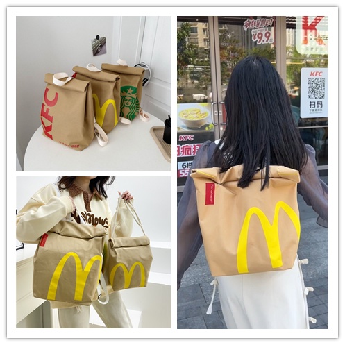 Mcdonald's Bag KFC Bag Starbucks Bag Paper Backpack Female Large ...