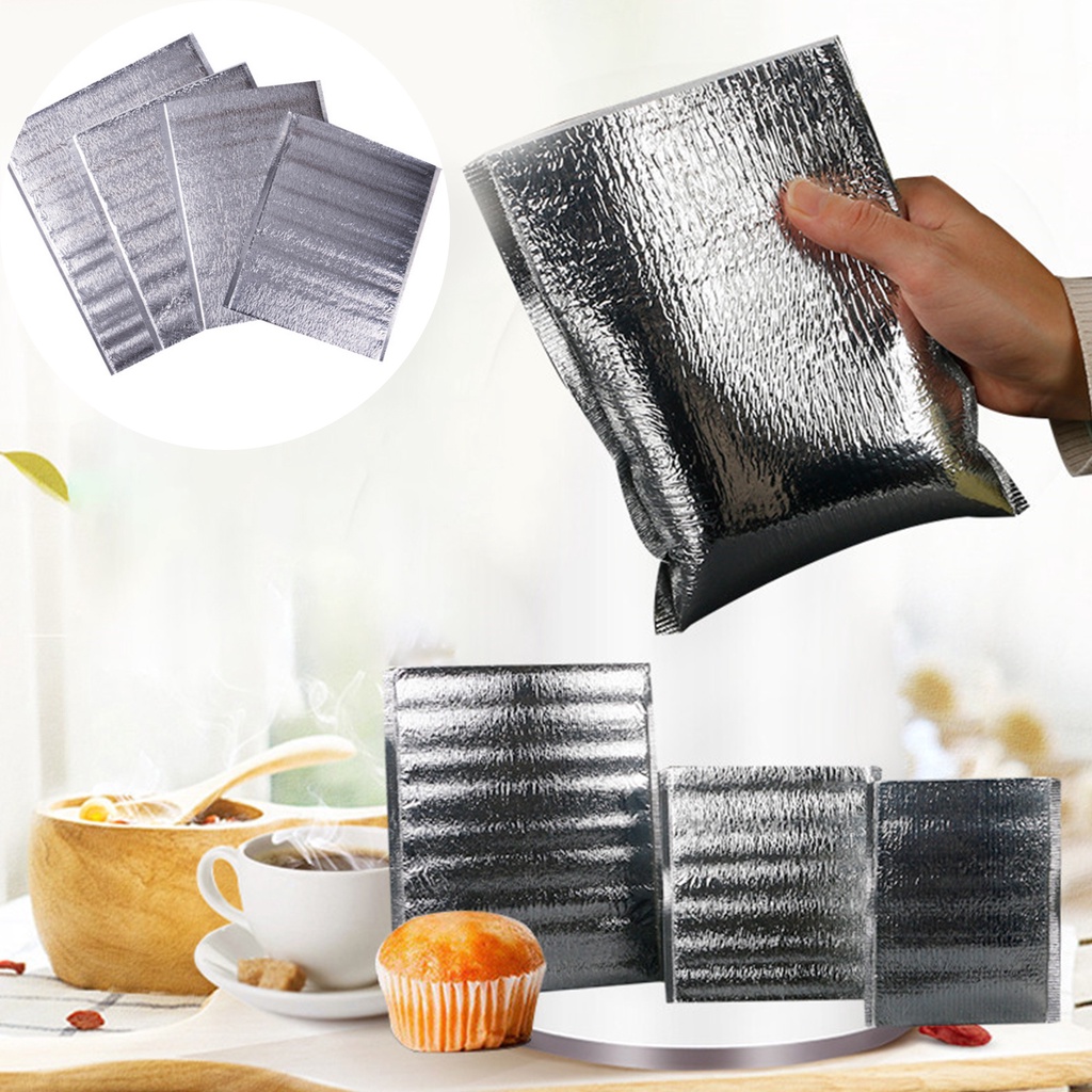 10pcs/30pcs Silver Disposable Food Delivery Pouch Thermal Insulation ...