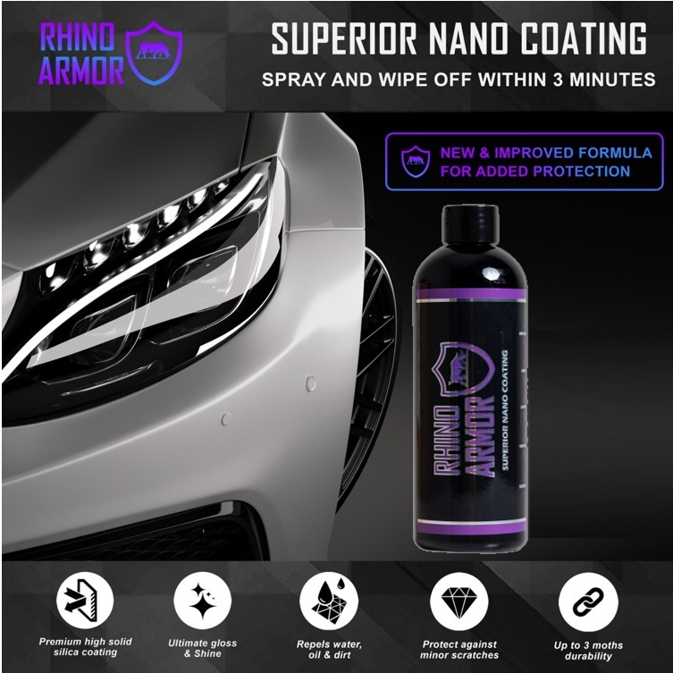 [RHINO ARMOR] Premium Car Nano Coating Wax Spray Wak Kilat Coating ...
