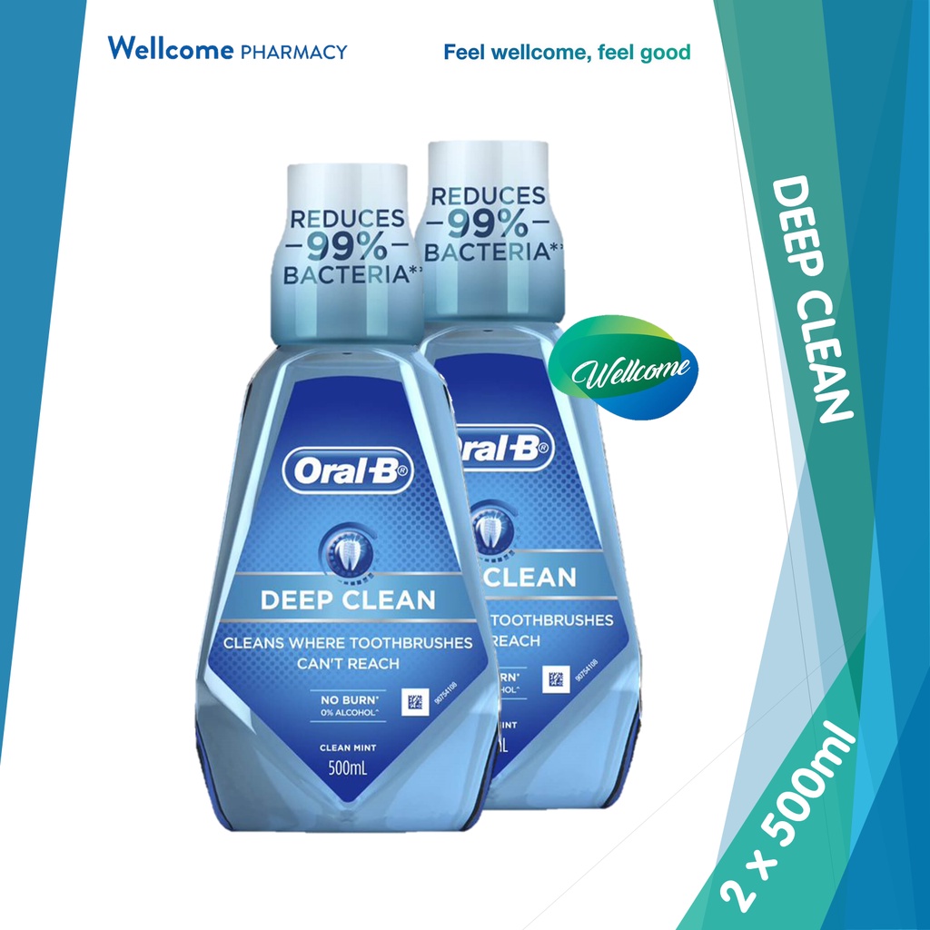 Oral-B Deep Clean Alcohol-Free Mouthwash - 2 x 500ml (Twin Pack ...