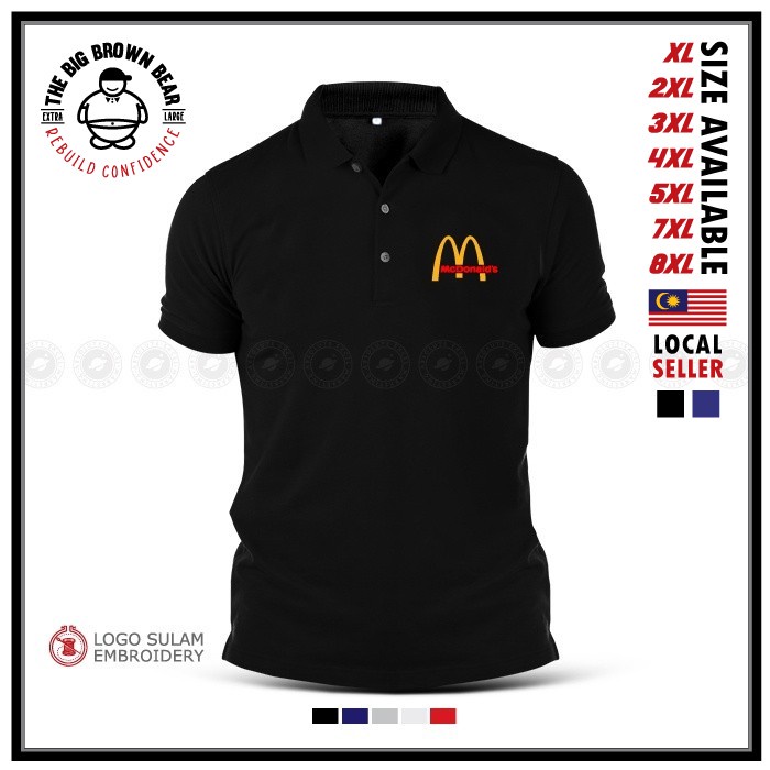 PLUS SIZE - Polo T-Shirt Sulam McDonald's Makdi Fast Food Design Baju ...