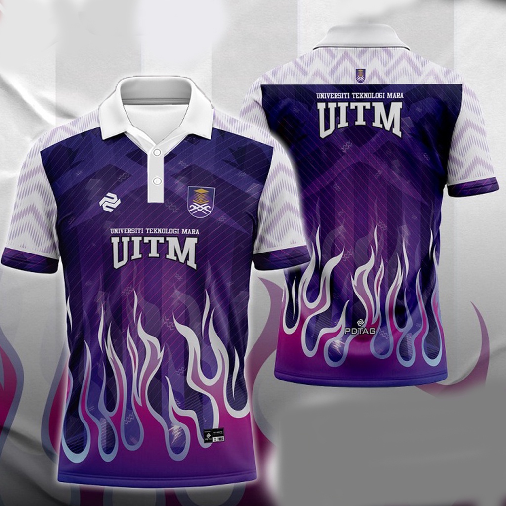 UiTM RETRO COLLAR T-SHIRT JERSEY PDTAG - PURPLE FIRE Polo shirt Baju Raya Sublimation | Shopee ...