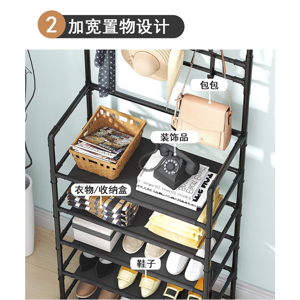 LODER 4 Tiers Hat Clothes bags Hanger Shoes Rack/Rak Pakaian/Besi Rak ...