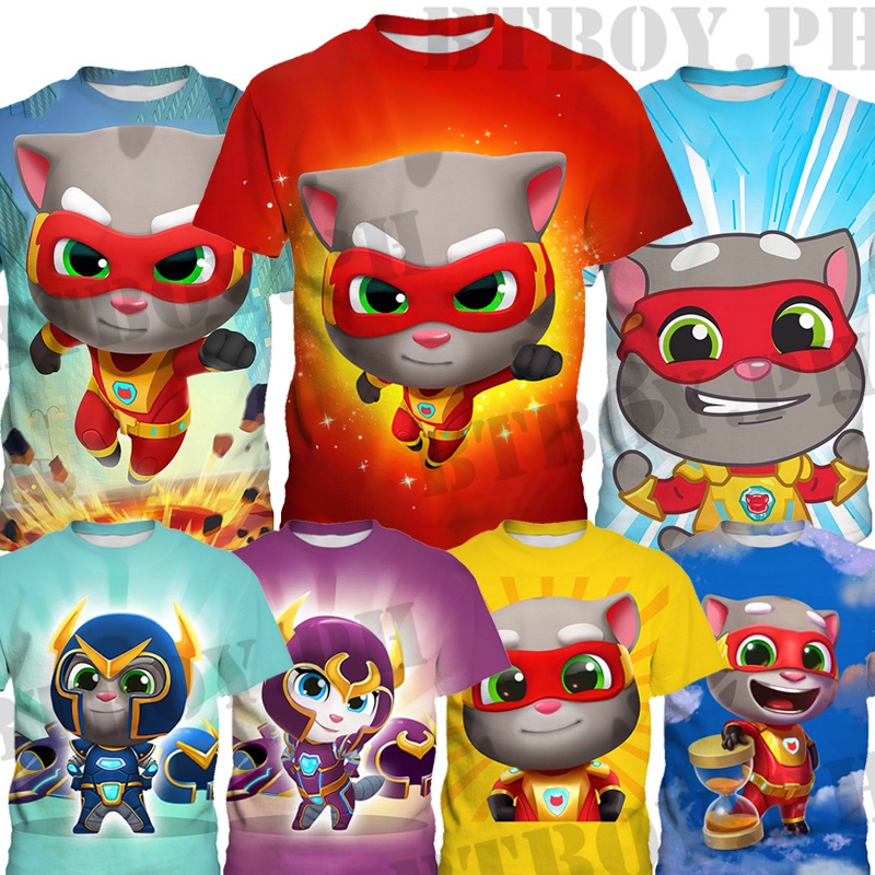 My Talking Tom T-shirt For kids Short-sleeved Boy Girl Top Cat Shirt ...