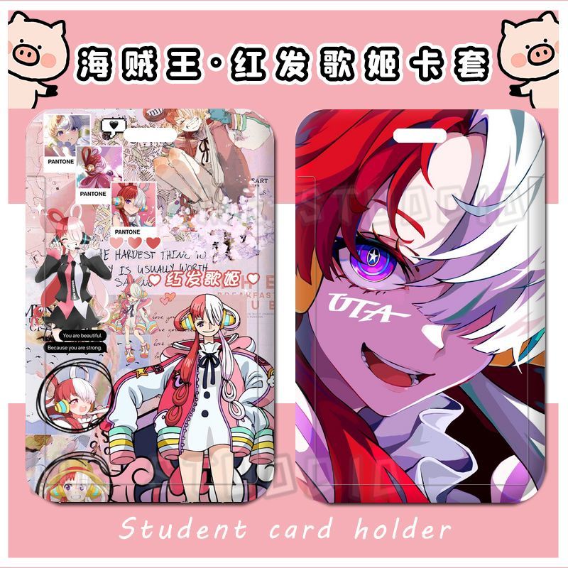 One Piece Red Hair Uta Luffy Boys Id Card Holder Diy Student Card Mrt ...