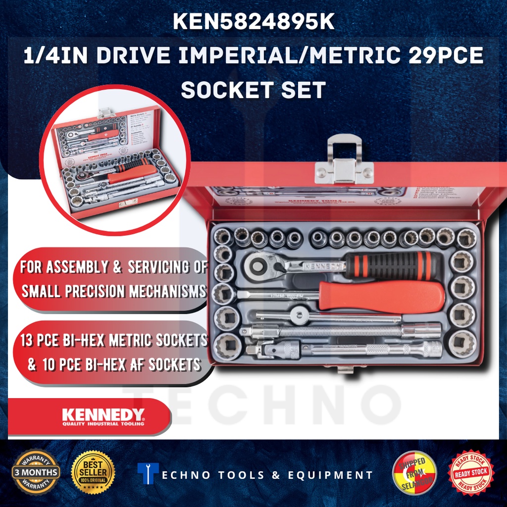 KENNEDY KEN5824895K SOCKET SET 1/4" SQ DR 29-PCE - 100% New & Original ...