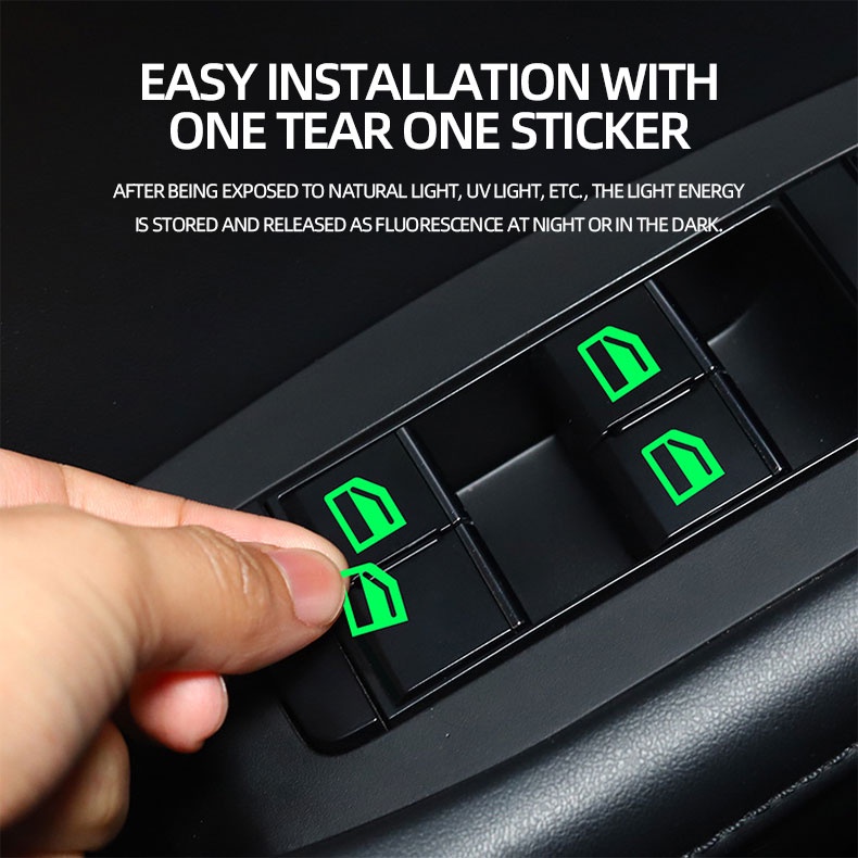 Car Door Window Lift Button Luminous Sticker Windows Control Pane ...