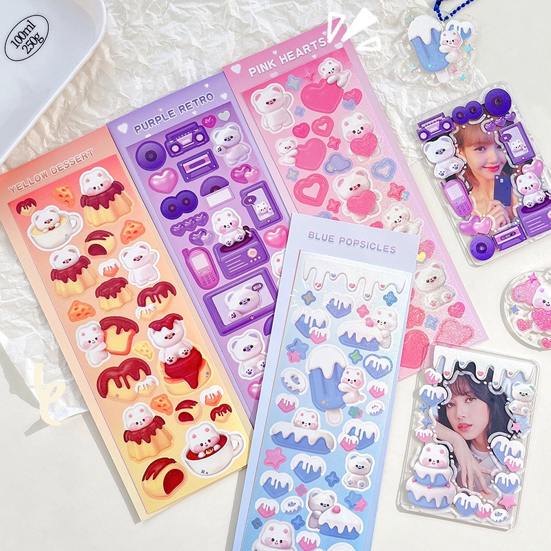 Cartoon 3D Stereoscopic Shiny Color Guka Stickers Student Tearable PVC ...