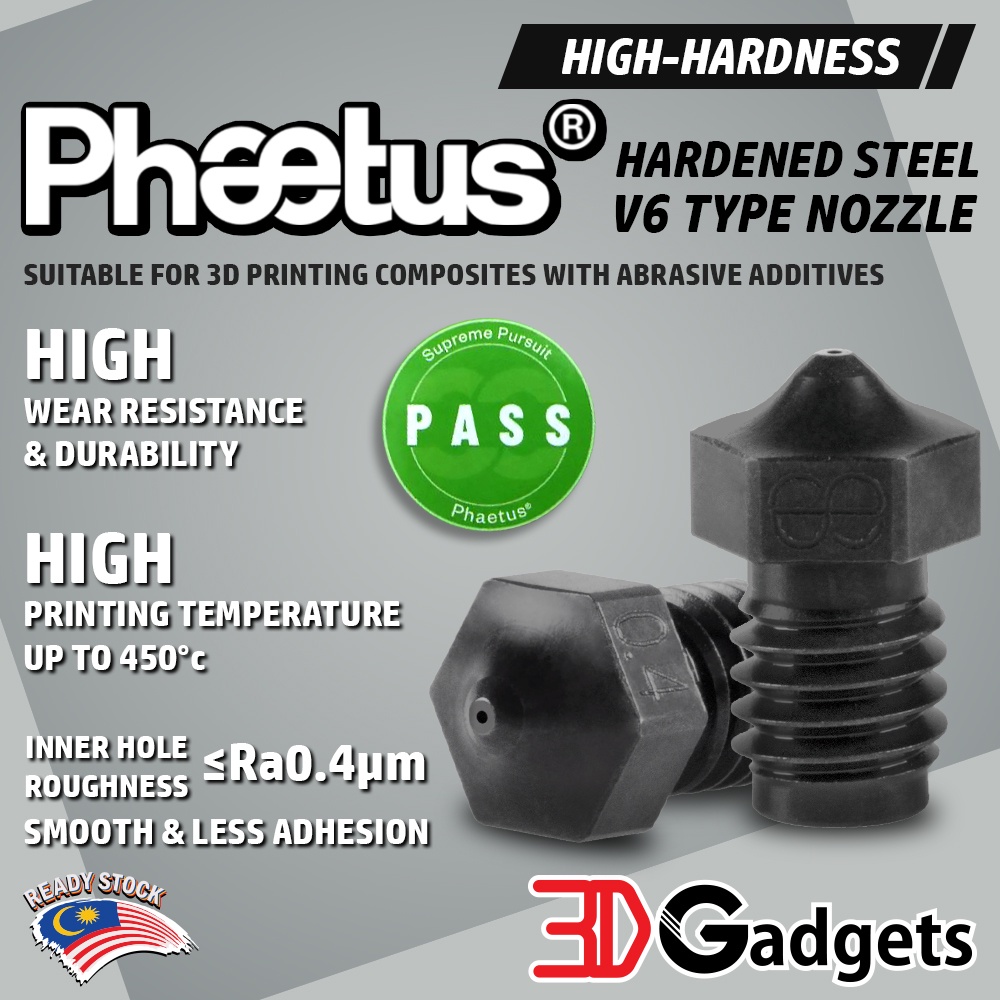 Phaetus PS Hardened Steel Nozzle 1.75mm Filament for E3D V6 Type Hotend ...