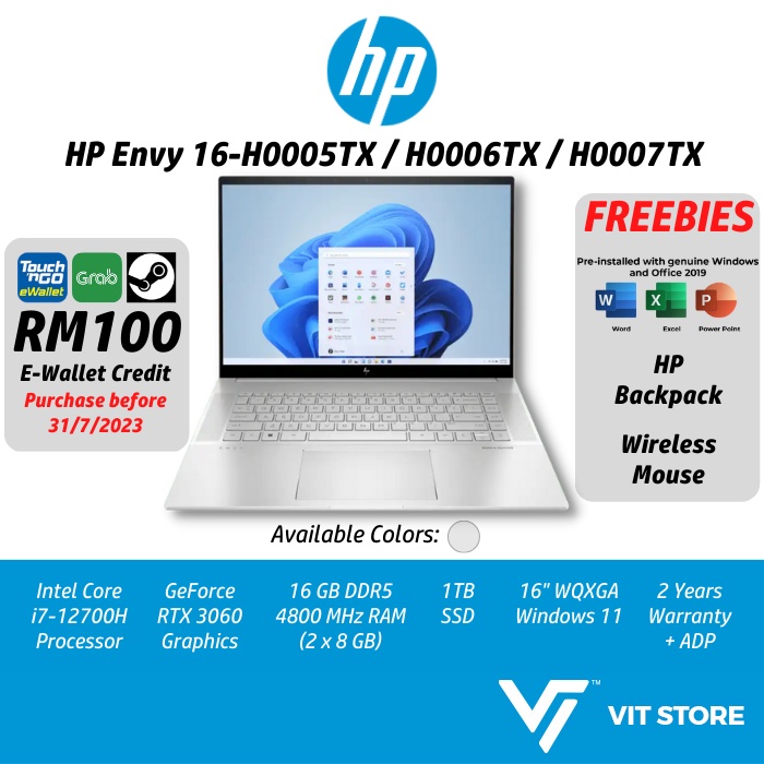HP Envy 16 i7-12700H i5-12500H RTX 3060 Arc A370M 16GB 1TB | 16-h0005TX ...