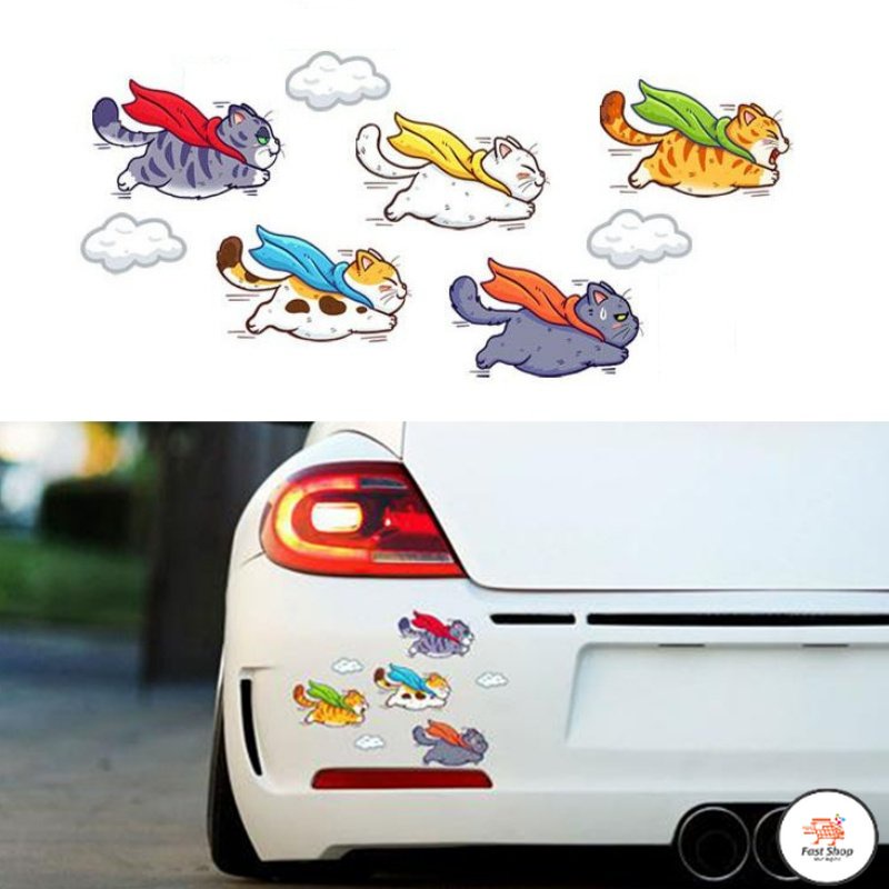 FS Cartoon Car Styling Sticker / Cute Flying Cat Decals Car Body ...