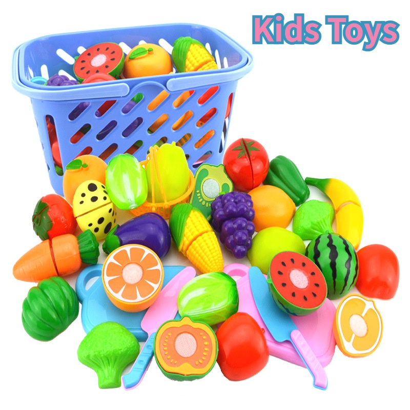 Fruit Vegetable Cutting Pretend Play Set Kids Cooking Slicing Toys DIY ...